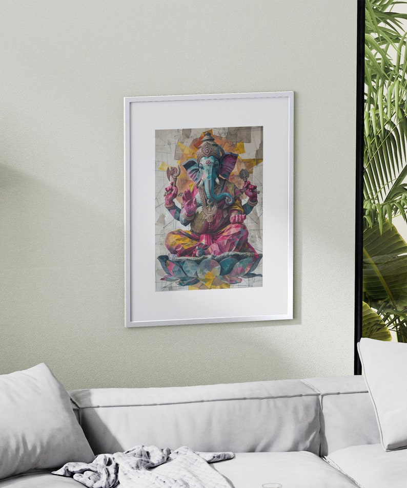 Geometric Ganesha Wall Art, Colorful Hindu Deity, Modern Spiritual ...
