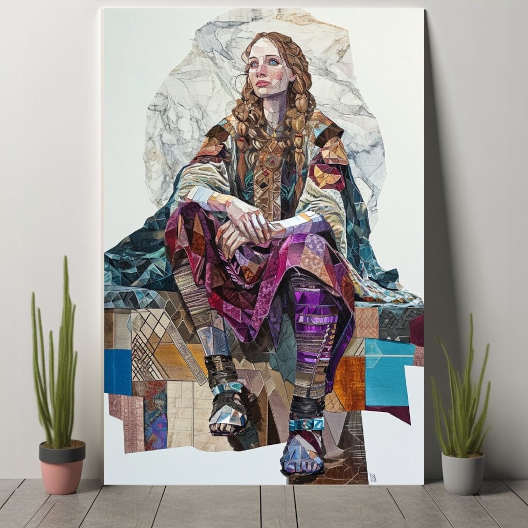 Nordic Goddess Freyja Wall Art Print, Colorful Mosaic Canvas Print ...