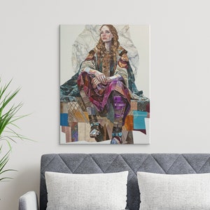 Nordic Goddess Freyja Wall Art Print, Colorful Mosaic Canvas Print ...