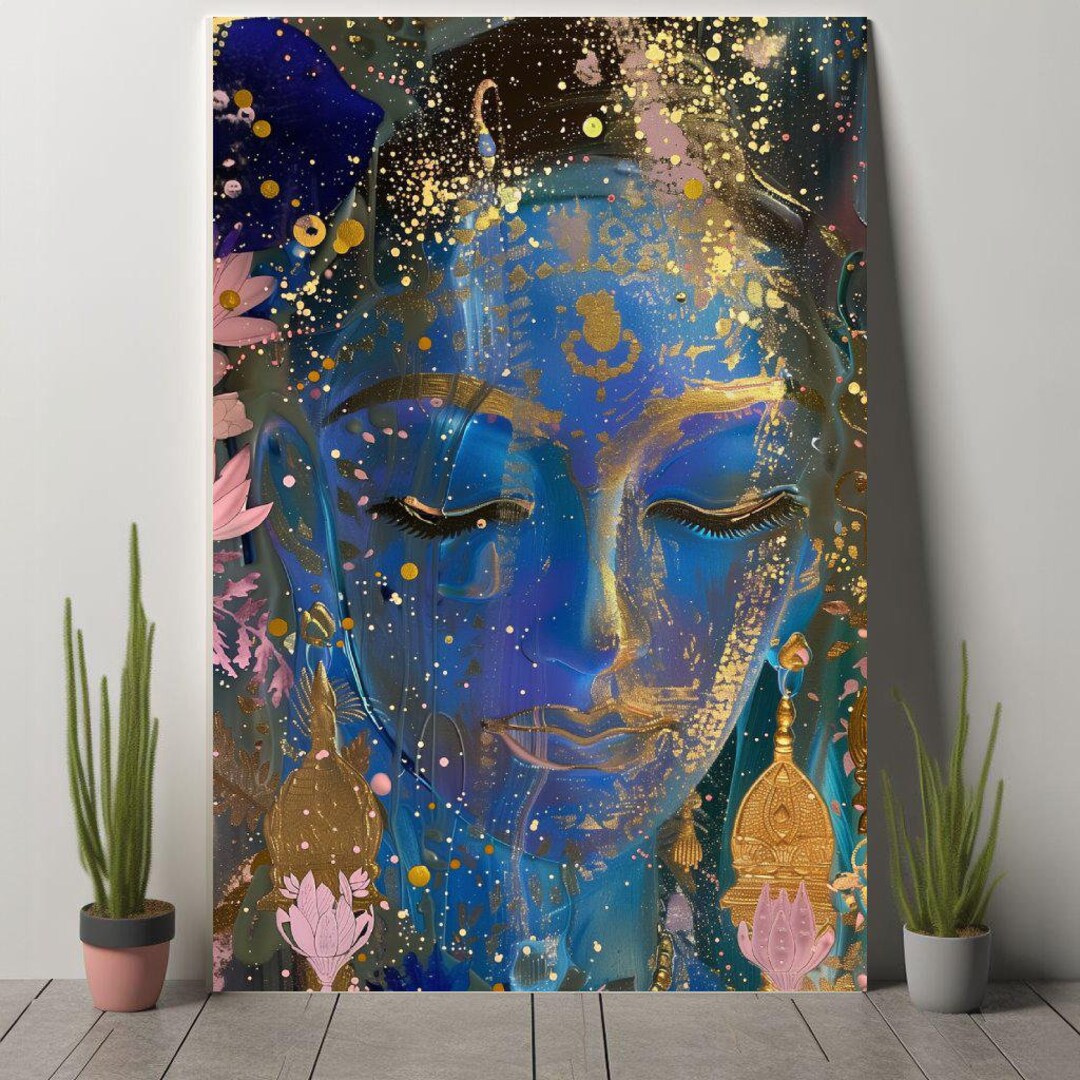 Hindu Goddess Kali Art Print | Mystical Blue & Gold Abstract Spiritual ...