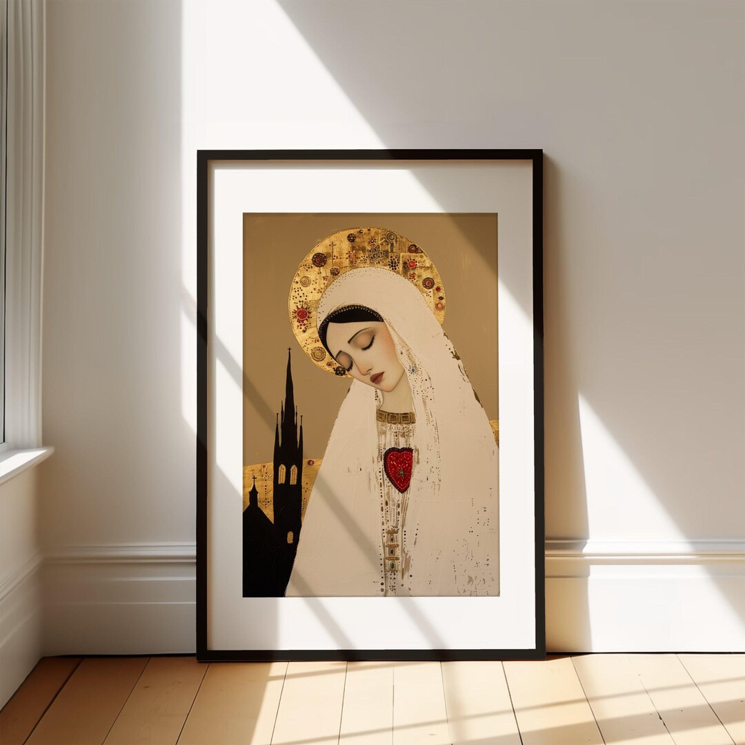 Our Lady of Fatima Art Print | Modern Catholic Wall Art | Sacred Heart ...