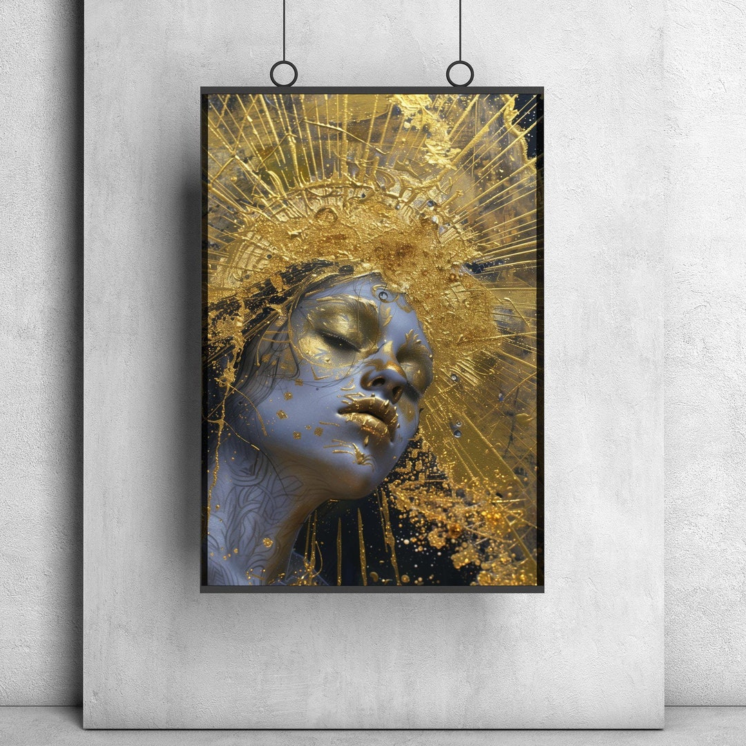 Golden Mystical Saint Death Art Print - Spiritual Healing Wall Art ...