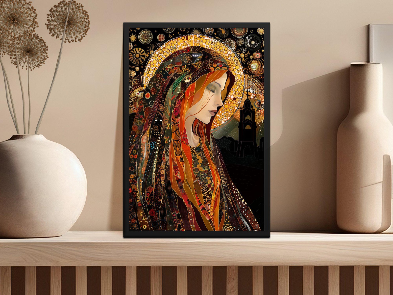 Mystical Mary Magdalene Mosaic Art Print, Colorful Bohemian Decor ...