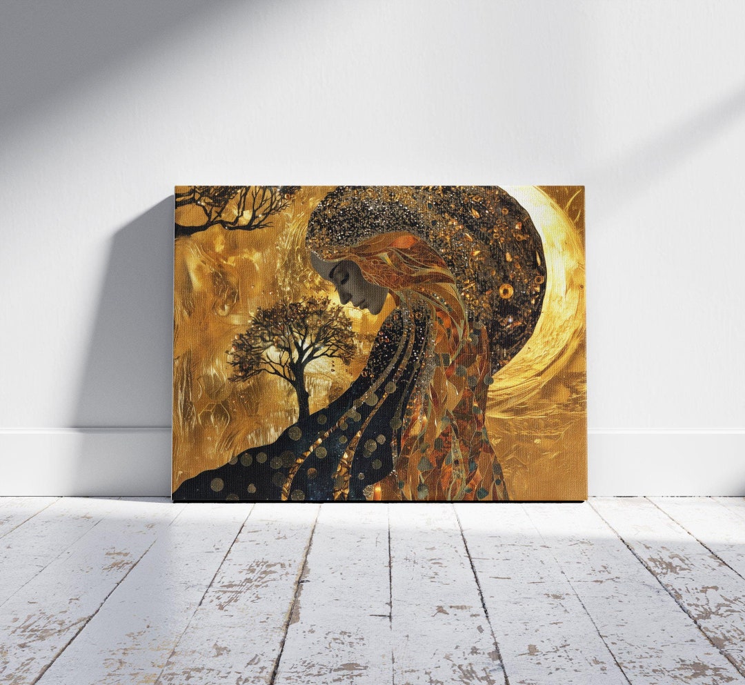Goddess Mabon Gold Landscape Art, Celtic Autumn Goddess Artwork ...