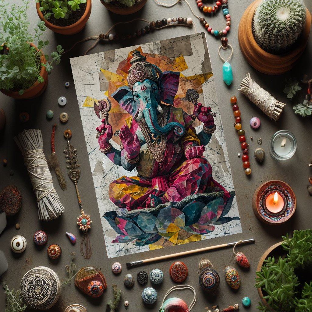 Geometric Ganesha Wall Art, Colorful Hindu Deity, Modern Spiritual ...