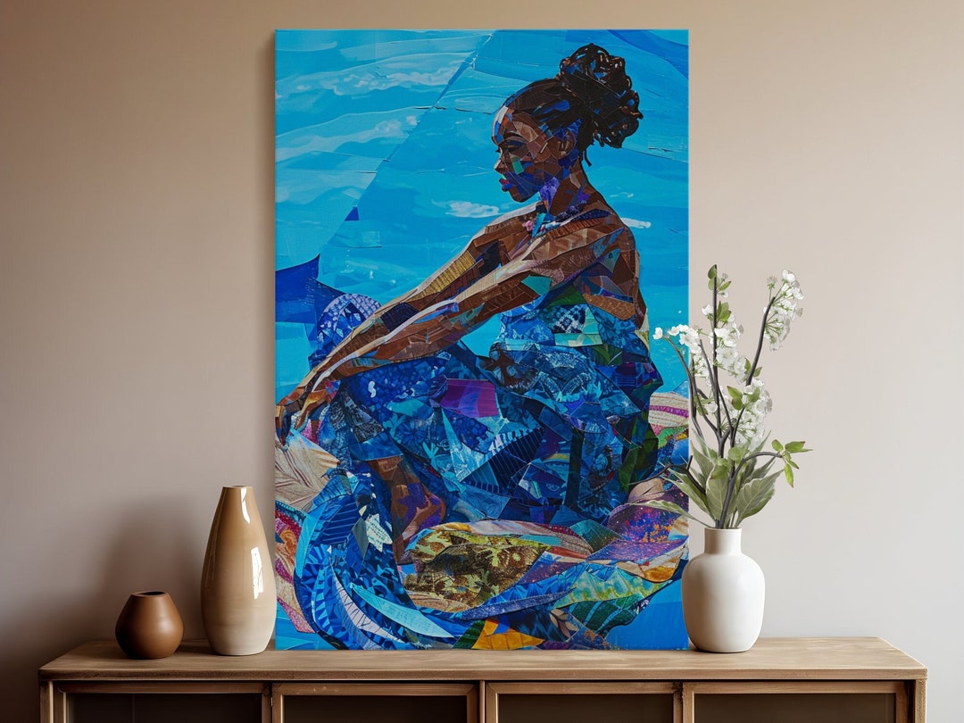 Abstract Orisha Yemaya Art Print, Modern Art Print, Blue Tones Wall ...