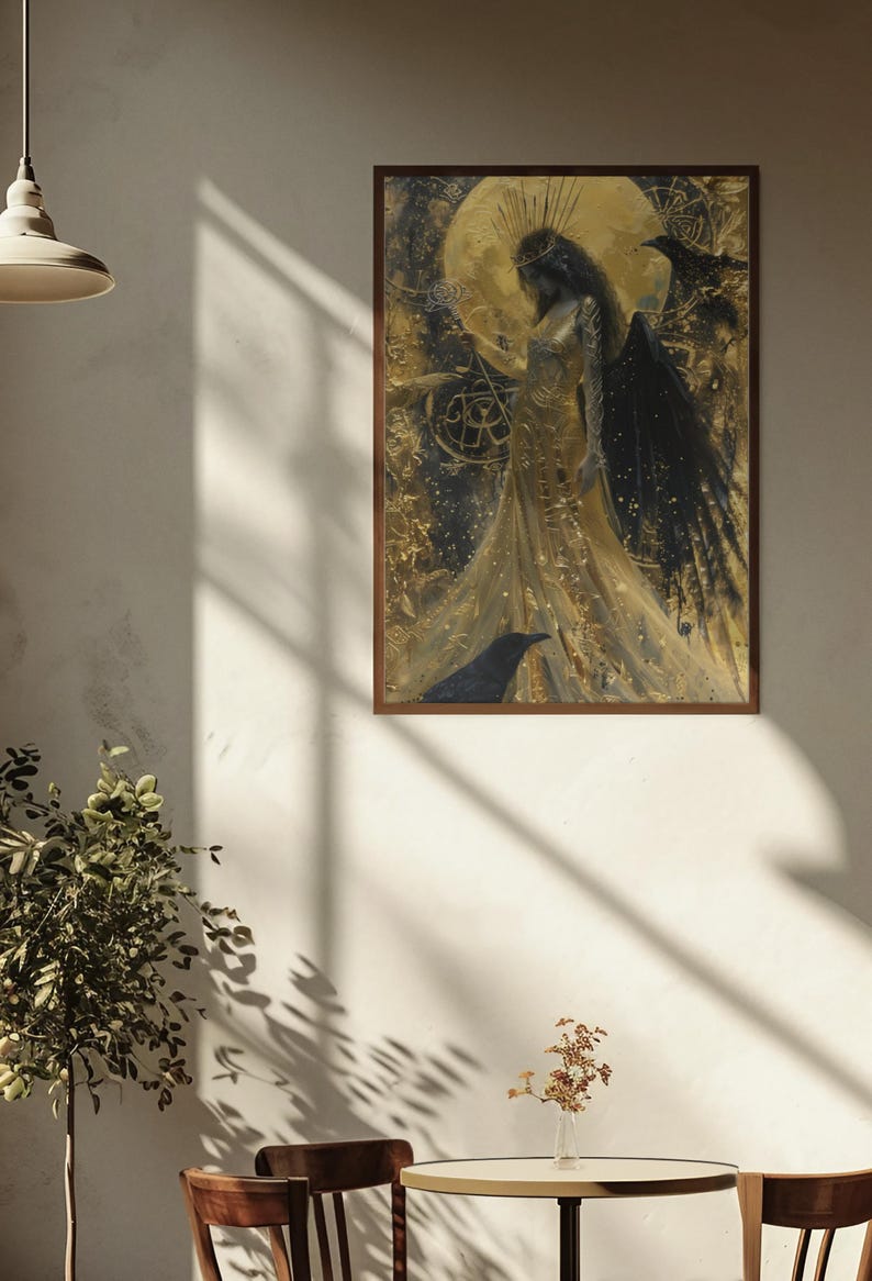Morrigan Art Print - Celtic Goddess of War and Fate Wall Decor - Raven ...