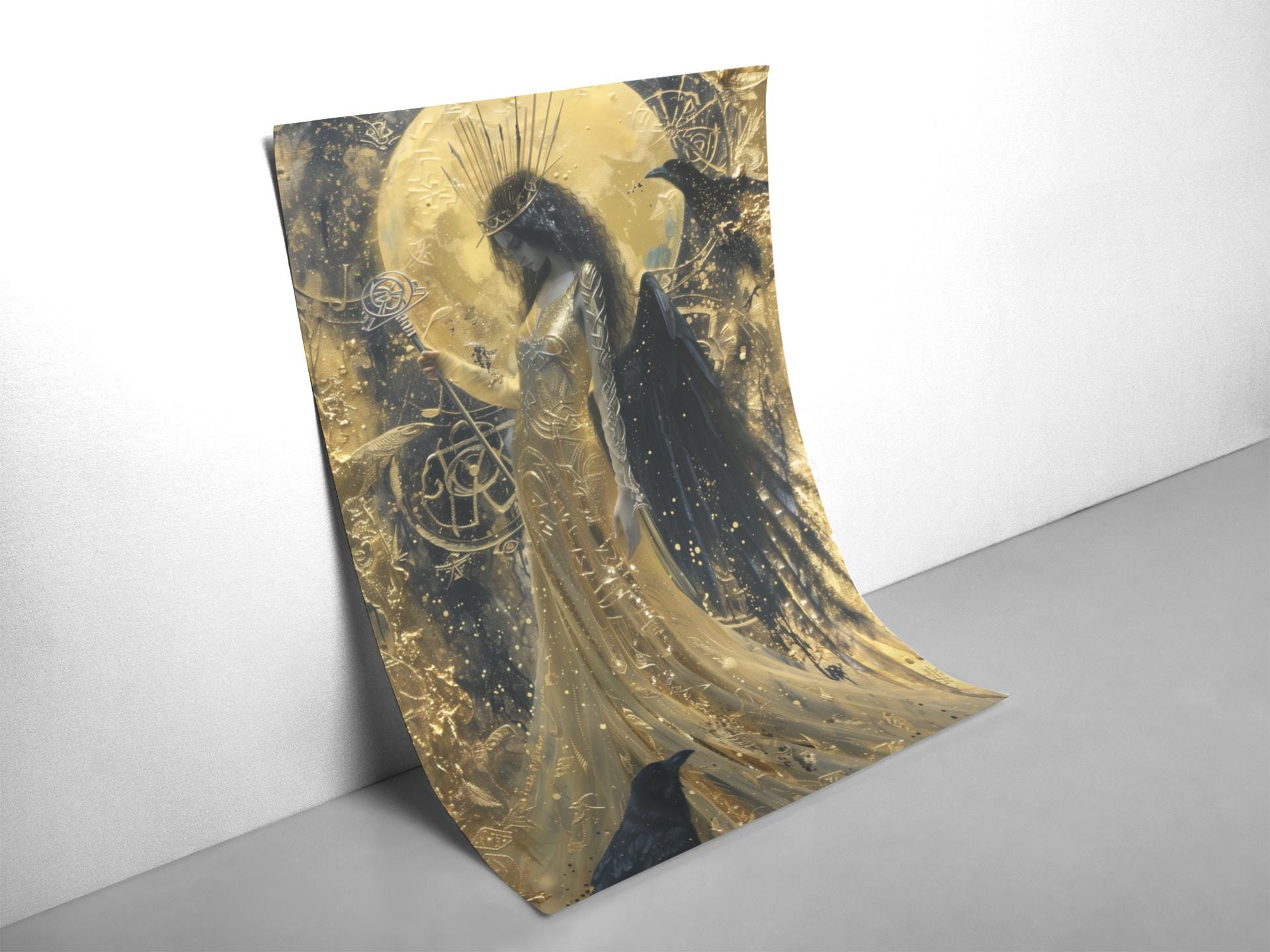 Morrigan Art Print - Celtic Goddess of War and Fate Wall Decor - Raven ...