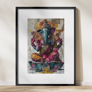 Geometric Ganesha Wall Art, Colorful Hindu Deity, Modern Spiritual ...