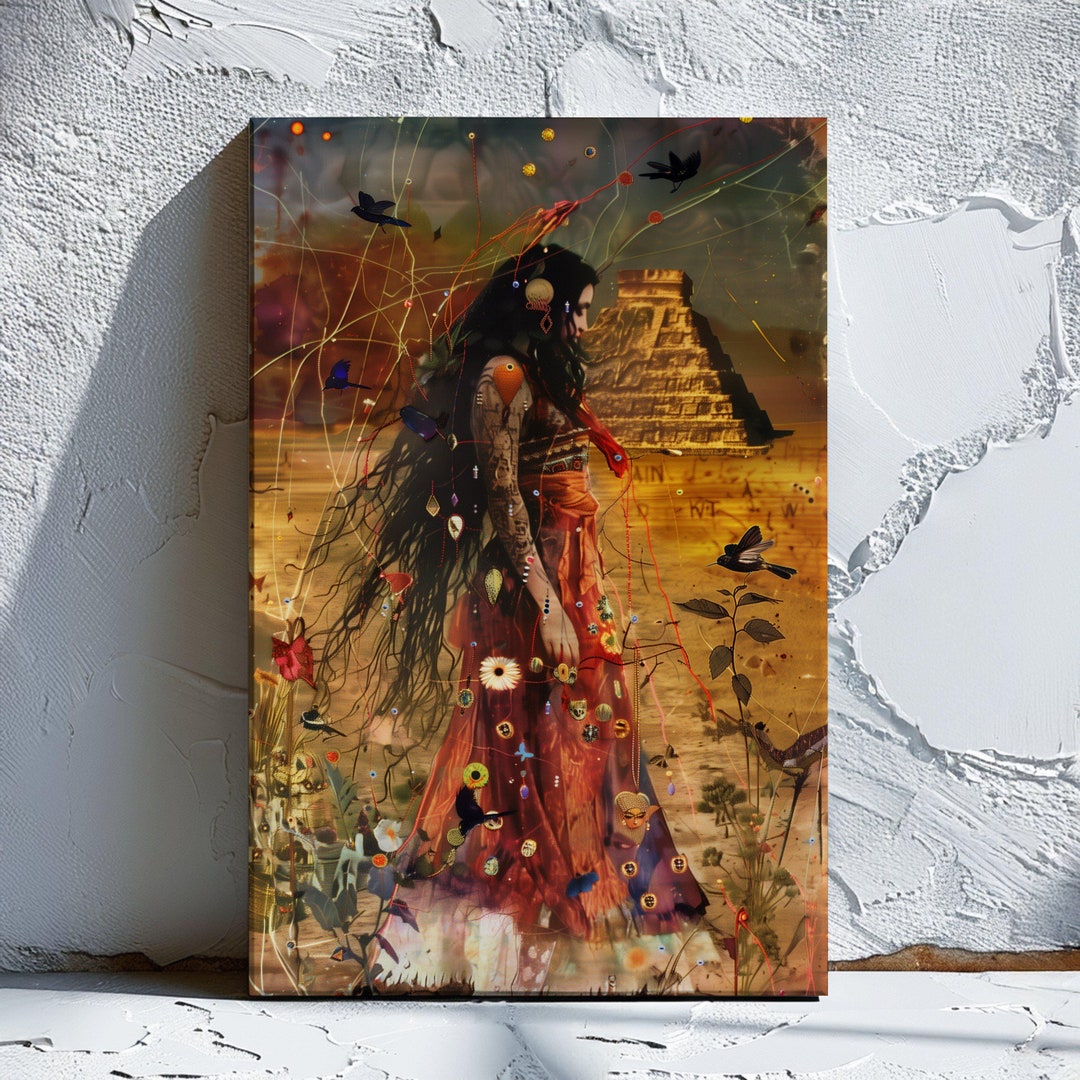 Coatlicue Aztec Goddess Art Print Vibrant Ancient Deity Wall Decor ...