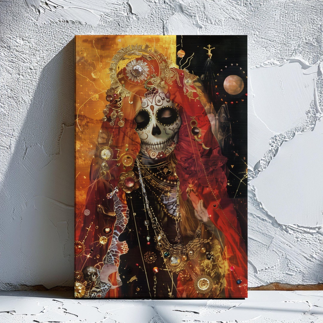 Santa Muerte Art Print - Mystical Day of the Dead Goddess With Ornate ...