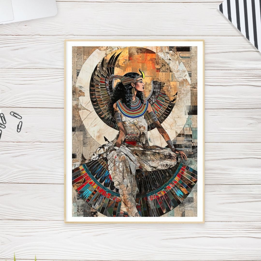 Goddess Hathor Art Print, Ancient Egyptian Wall Decor, Colorful Eyptian ...