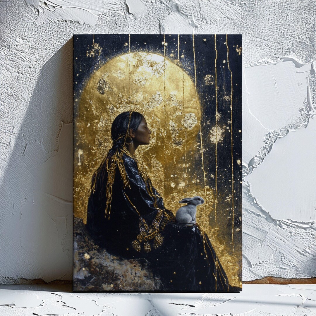 Mayan Moon Goddess Ix Chel Wall Art Print, Mystical Night Sky Artwork ...