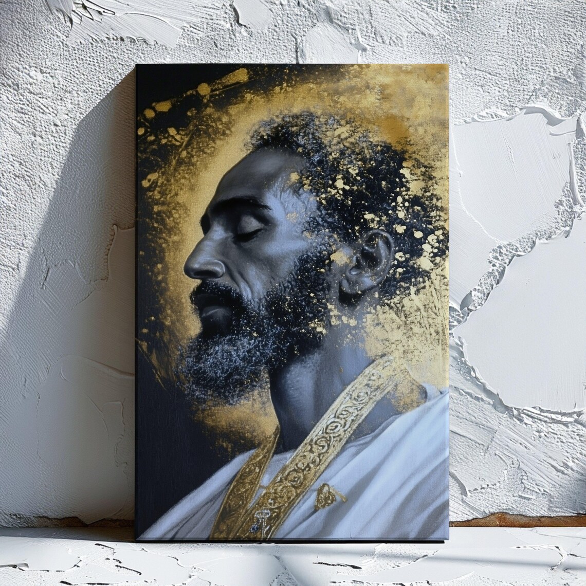 Haile Selassie Art Print, Rastafarian Spiritual Painting, Ethiopian ...
