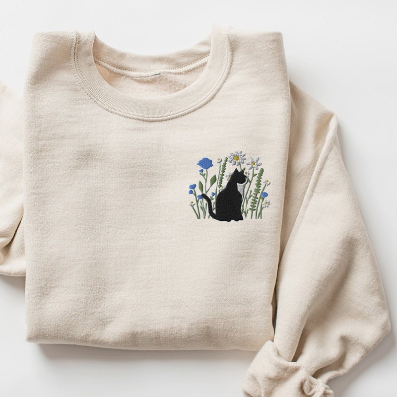 Embroidered Cat - Etsy