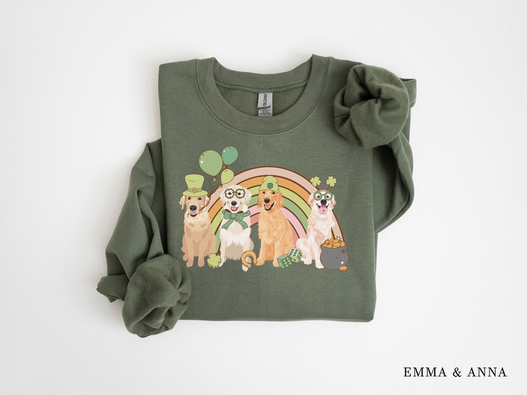 Golden Retriever St Patricks Day Sweatshirt, St Patricks Day Dog Shirt, Golden Retriever Gift ...