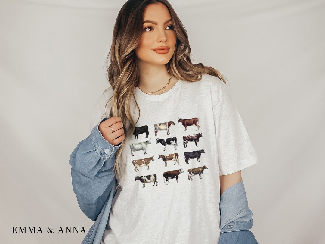 Cow Shirt, Farmer, Cute Cow Shirt, Cottagecore Shirt, Animal Lover Gift ...