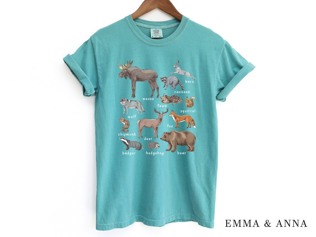 Forest Animals Shirt, Comfort Colors Camping Shirt, Hiking Shirt ...