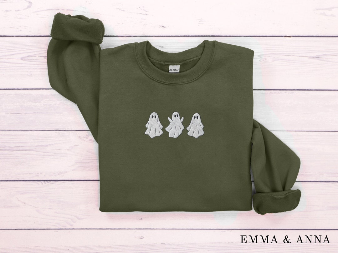 Embroidered Ghost Sweatshirt, Halloween Sweatshirt, Fall Sweatshirt for ...