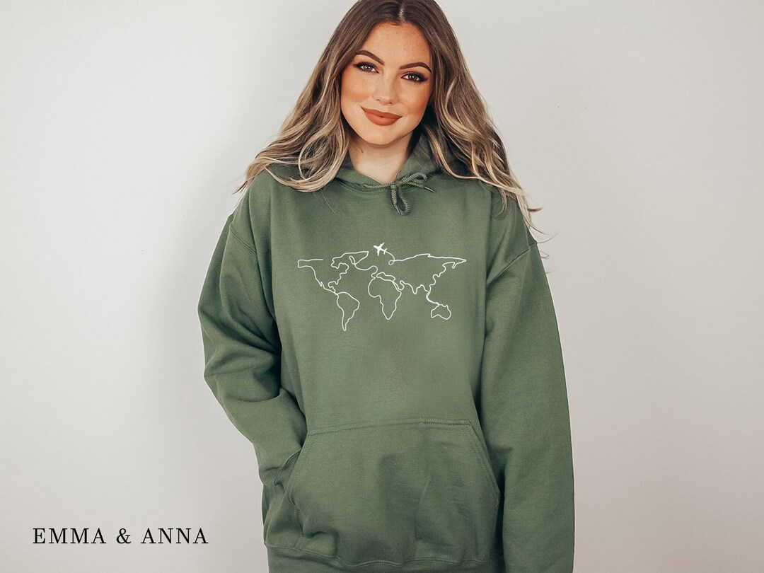 World Map Travel Sweatshirt, Unisex Crewneck, Adventure, Explore ...