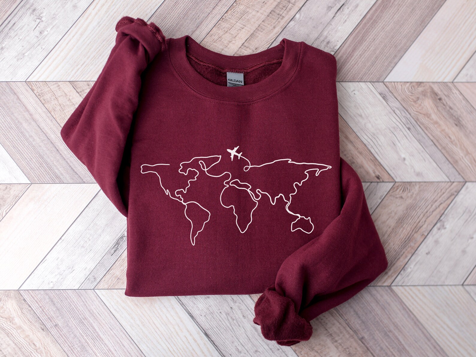 World Map Travel Sweatshirt Unisex Crewneck Adventure | Etsy