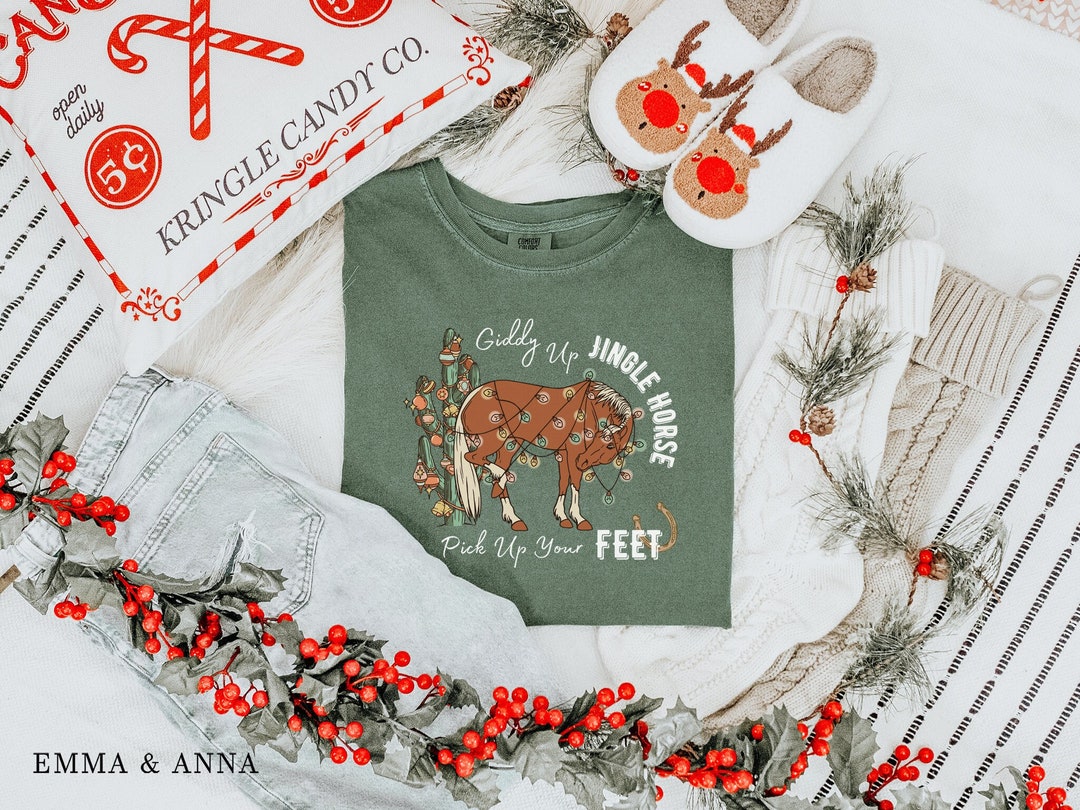 Cowboy Christmas Shirt Giddy up Jingle Horse Pick up Your - Etsy