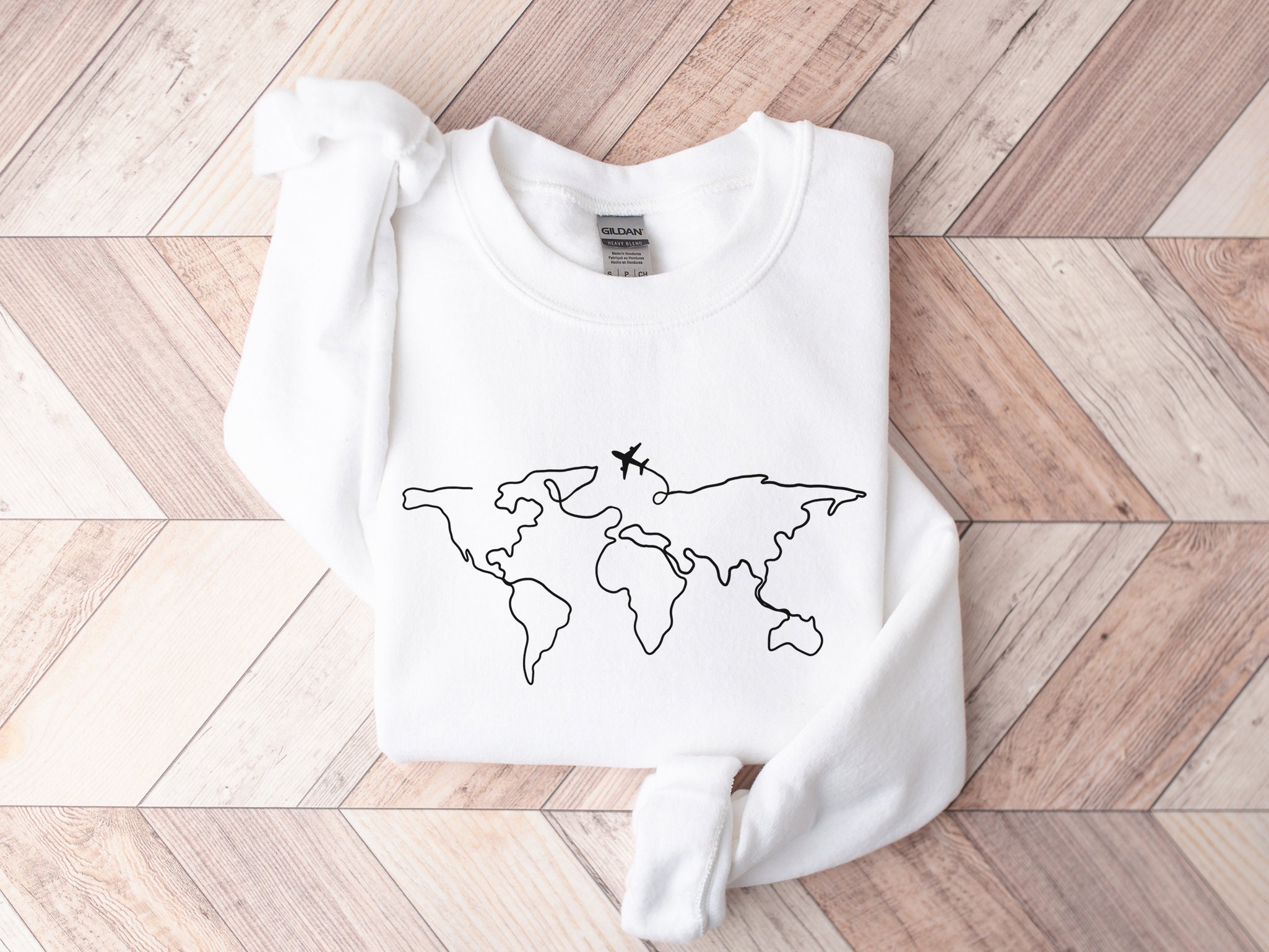 World Map Travel Sweatshirt Unisex Crewneck Adventure | Etsy