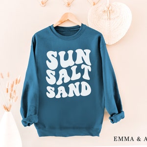 Sun Salt Sand Sweatshirt, Retro Beach Sweatshirt, Family Vacation Shirt ...