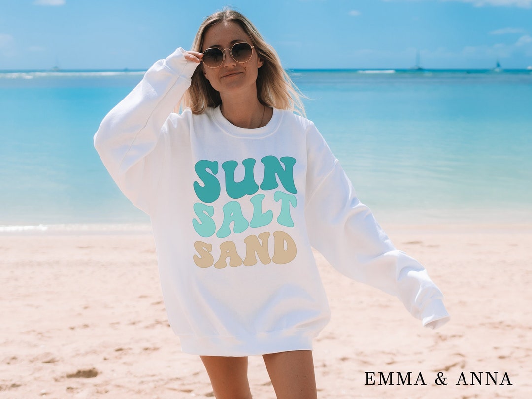 Sun Salt Sand Sweatshirt, Retro Beach Sweatshirt, Family Vacation Shirt ...