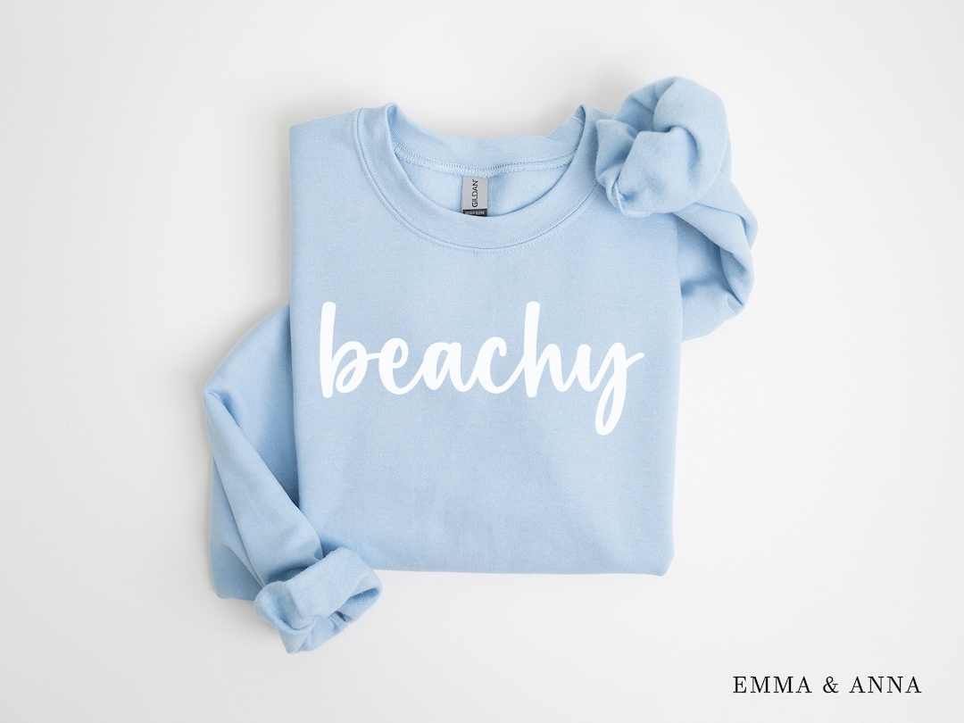 Beachy Sweatshirt Light Blue, Beach Sweater, Ocean Crewneck, Beach ...