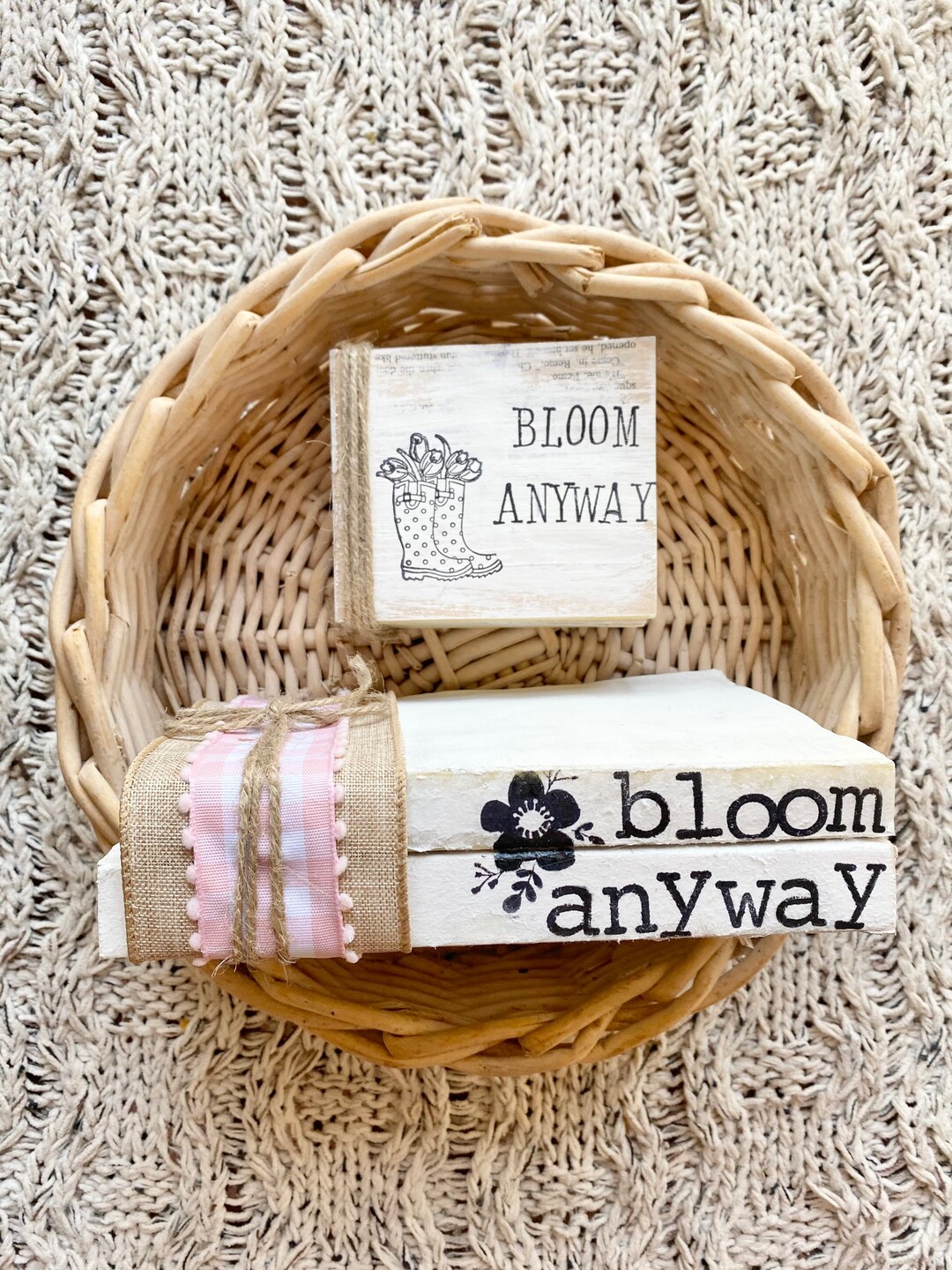 Spring Inspired Book Stack Decor With Rain Boots and Floral, Bloom ...