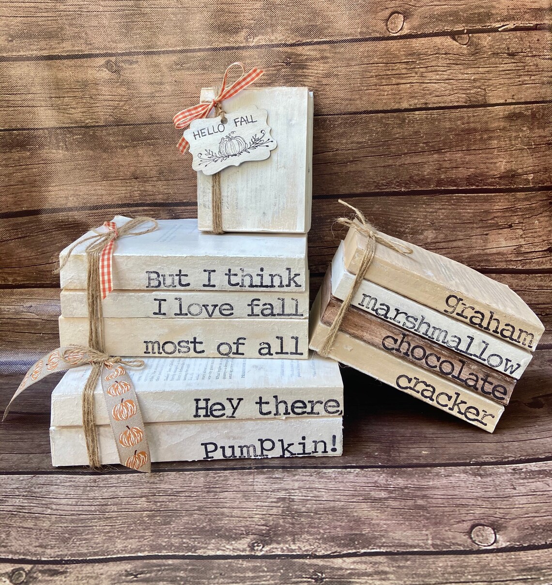 Smores Book Stack Farmhouse Books Smores Decor Books With - Etsy