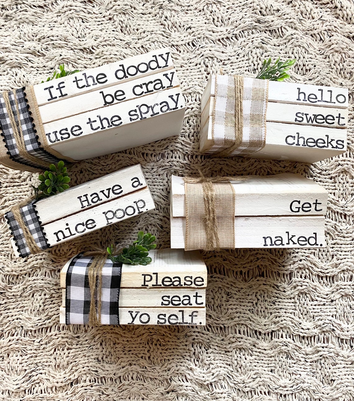 Farmhouse Books Distressed Books Book Stacks Bathroom - Etsy