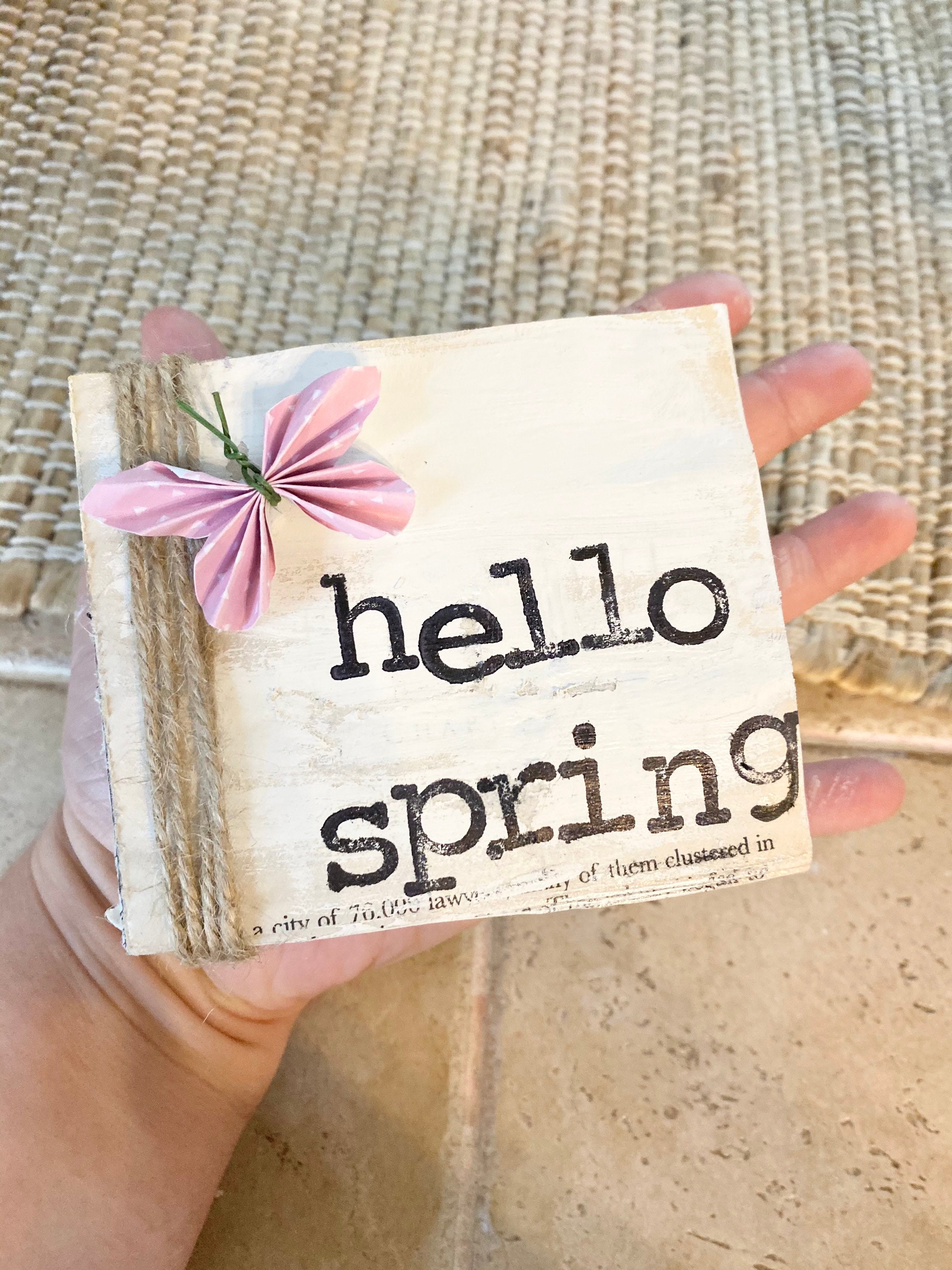 Hello Spring Tiered Tray Decor Hello Spring Book Stack | Etsy