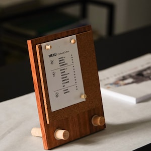 Desktop Wooden Message Board Wooden Desk Notepad Billboard Photo Holder ...