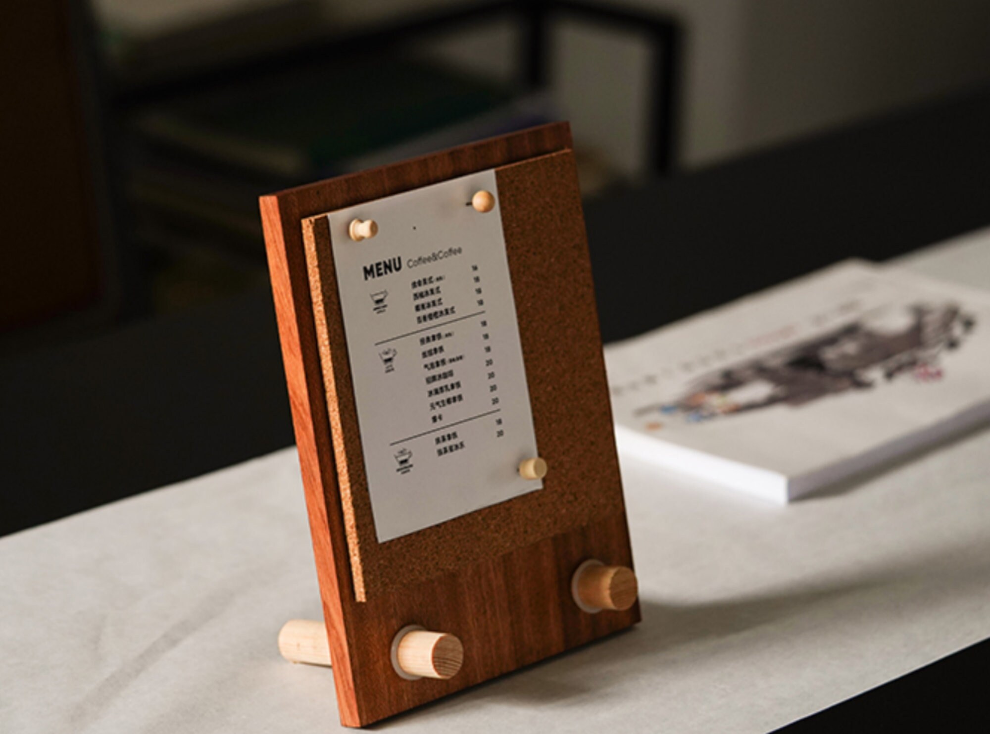 Desktop Wooden Message Board Wooden Desk Notepad Billboard Photo Holder ...