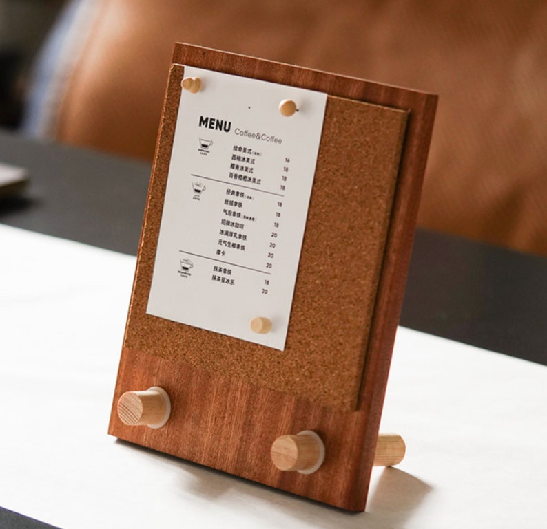 Desktop Wooden Message Board Wooden Desk Notepad Billboard Photo Holder ...