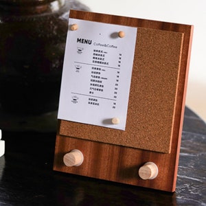 Desktop Wooden Message Board Wooden Desk Notepad Billboard Photo Holder ...