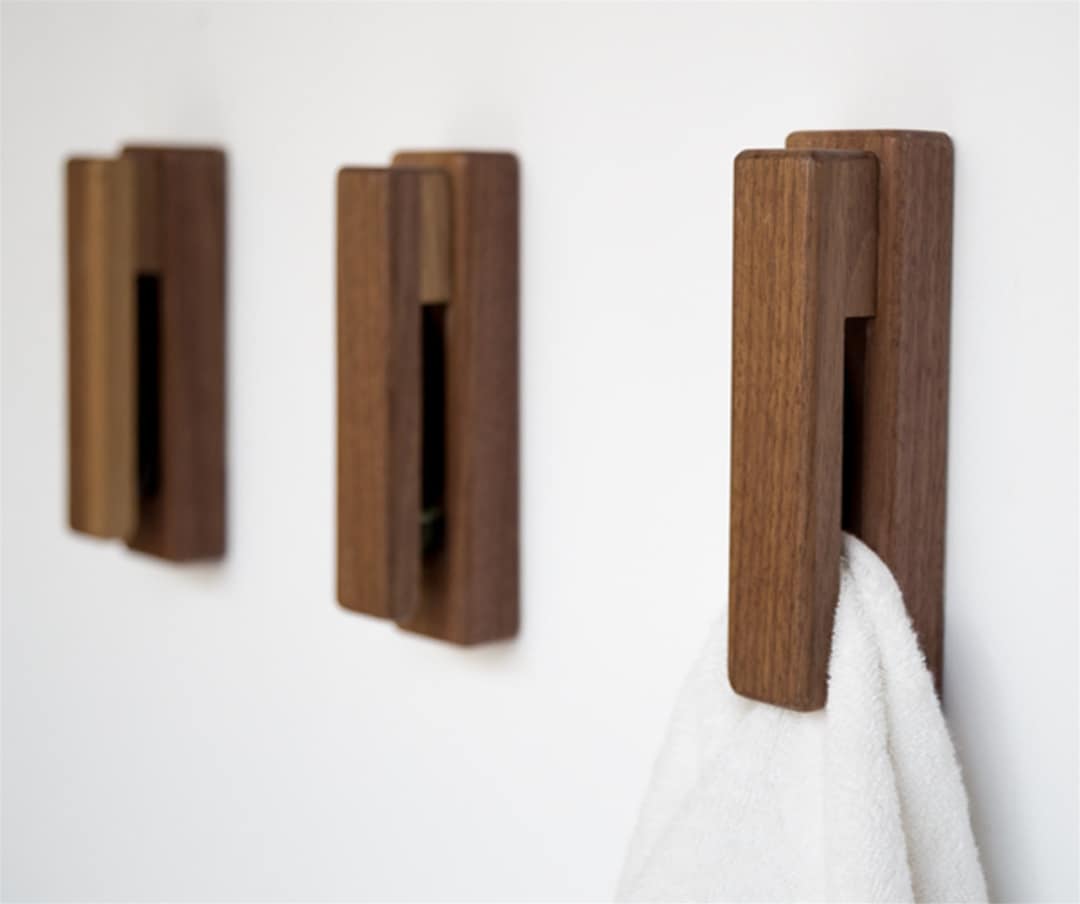 Solid Wood Wall Clips, Wall Towel Holder, Kitchen Wall Clips, Black ...
