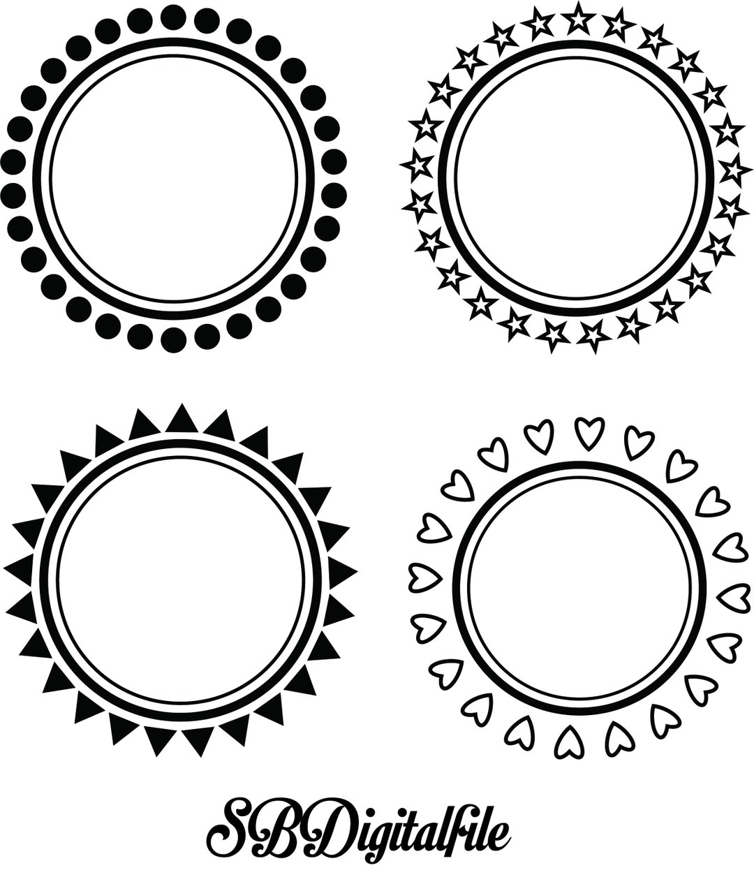 Circles SVG, DXF, EPS Circle Monogram Frames, Clip Art, Cutting Files ...