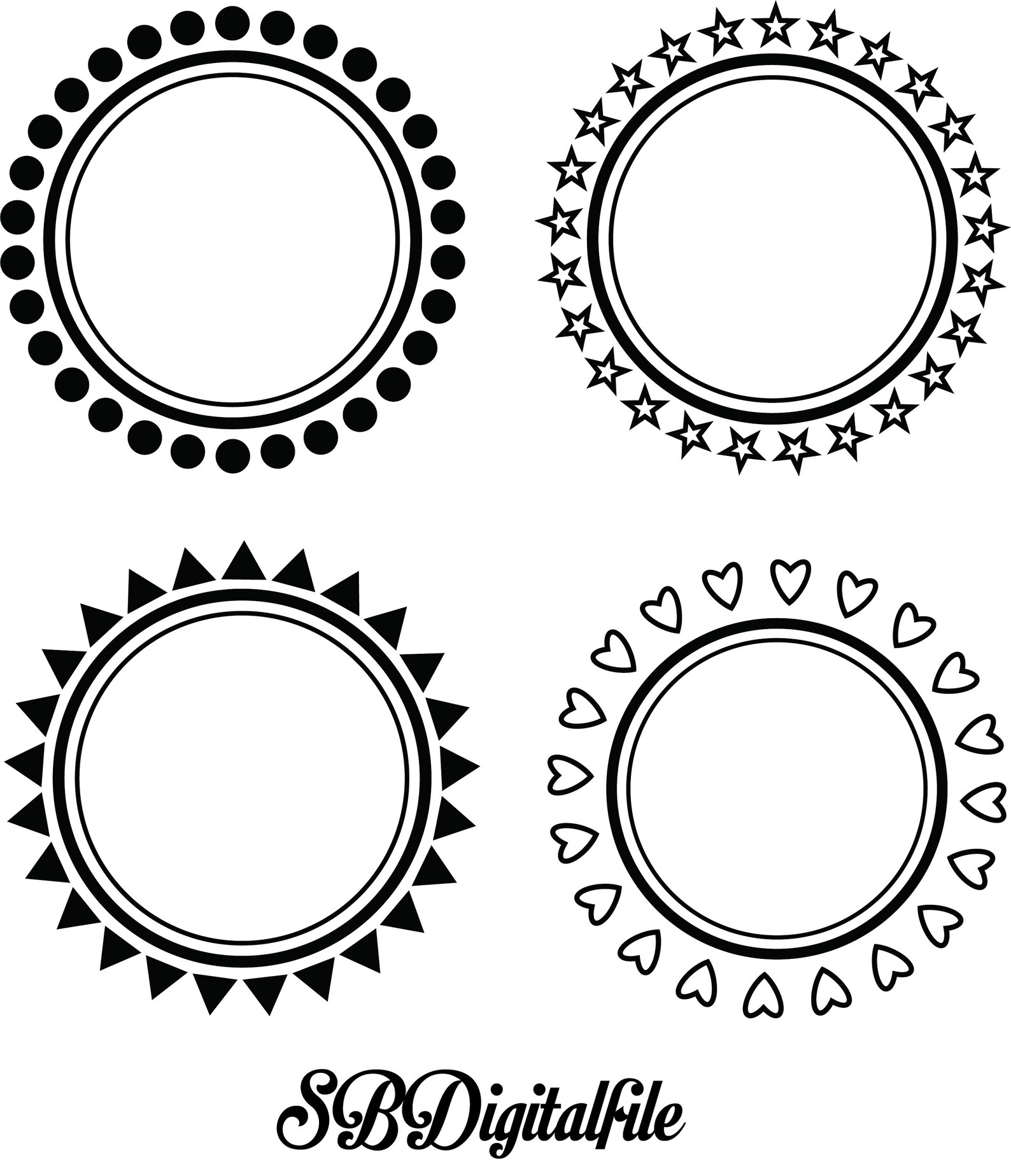 Circles SVG, DXF, EPS Circle Monogram Frames, Clip Art, Cutting Files ...