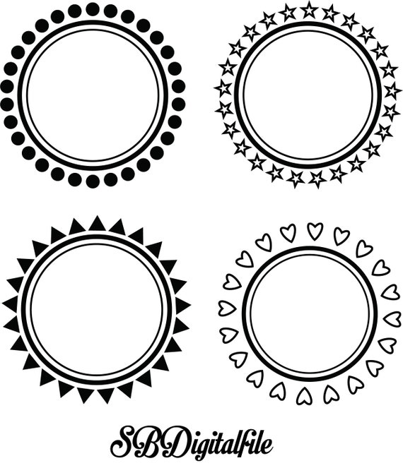 Círculos SVG DXF EPS Circle Monogram Frames Clip Art | Etsy