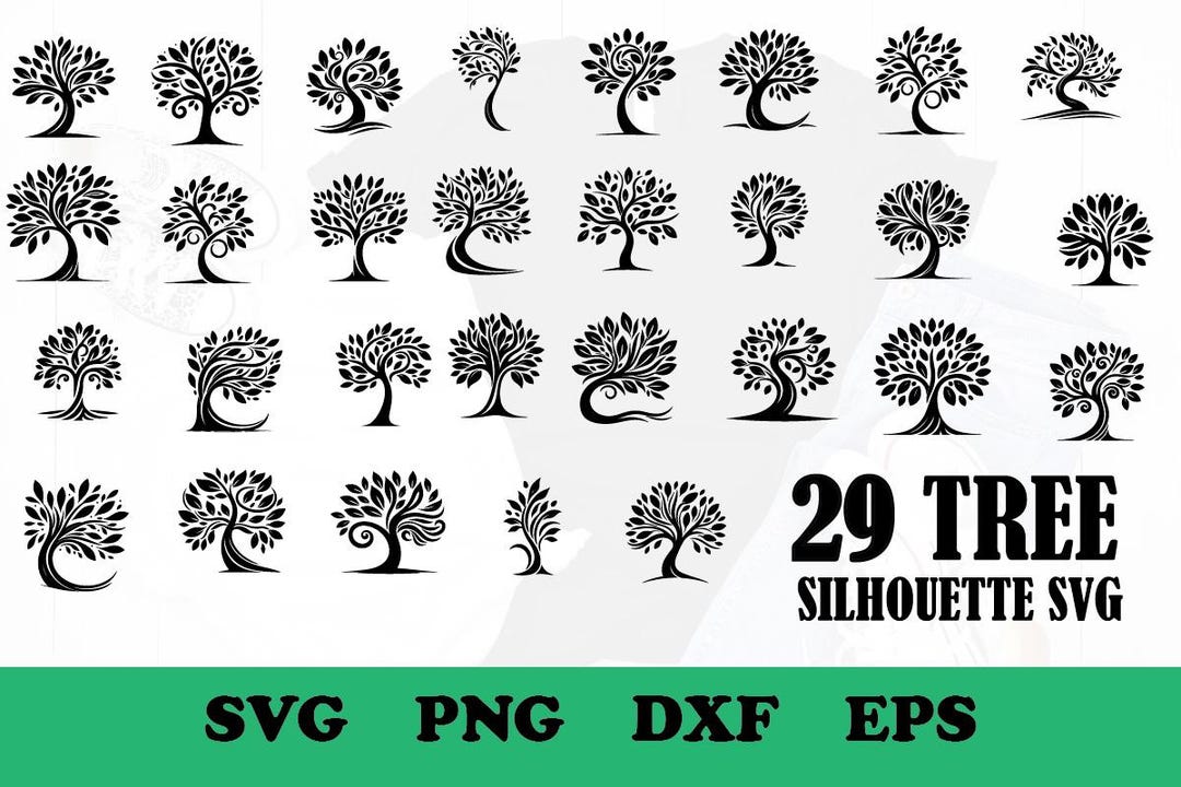 TREE SILHOUETTE SVG Bundle, Tree Cut Files for Cricut, Forest Svg Files ...