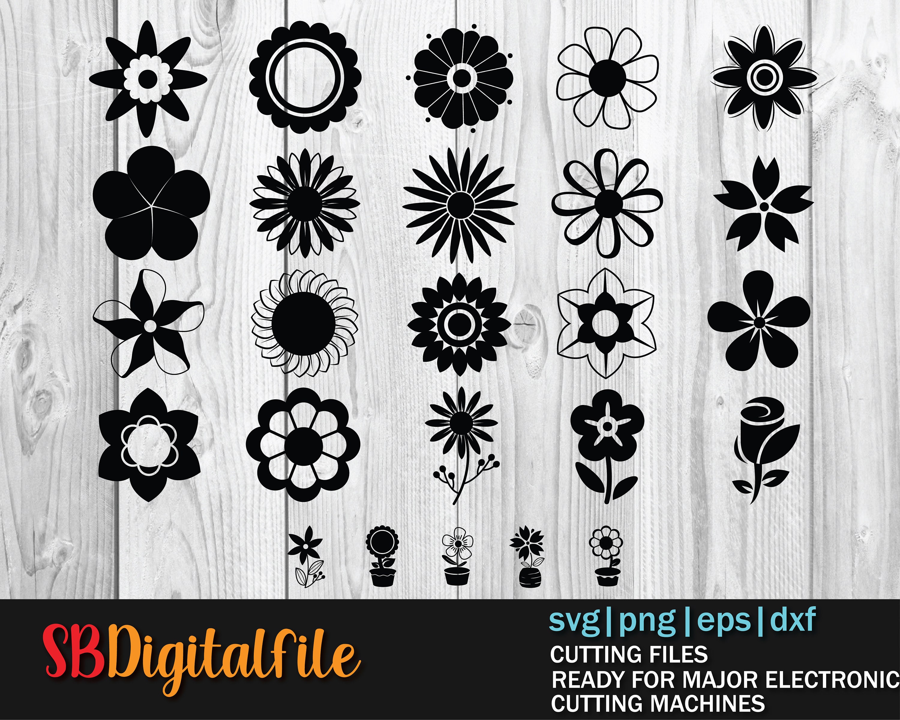 25 Daisy Bundle Svg Files, Daisy Vector, Daisy Silhouette, Daisy ...