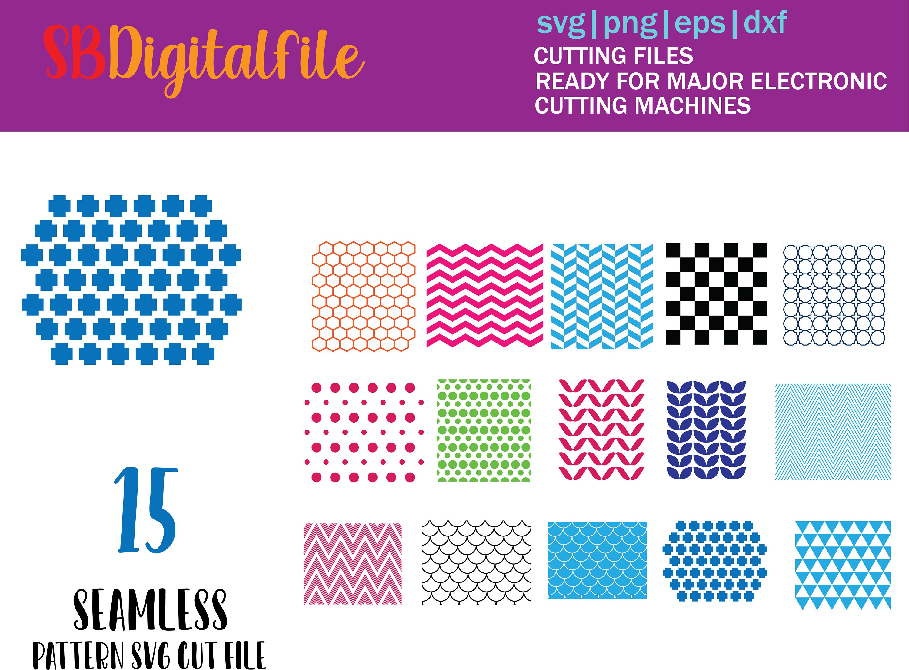 15 Seamless Pattern SVG Cut File | Scale SVG | Instant Download ...