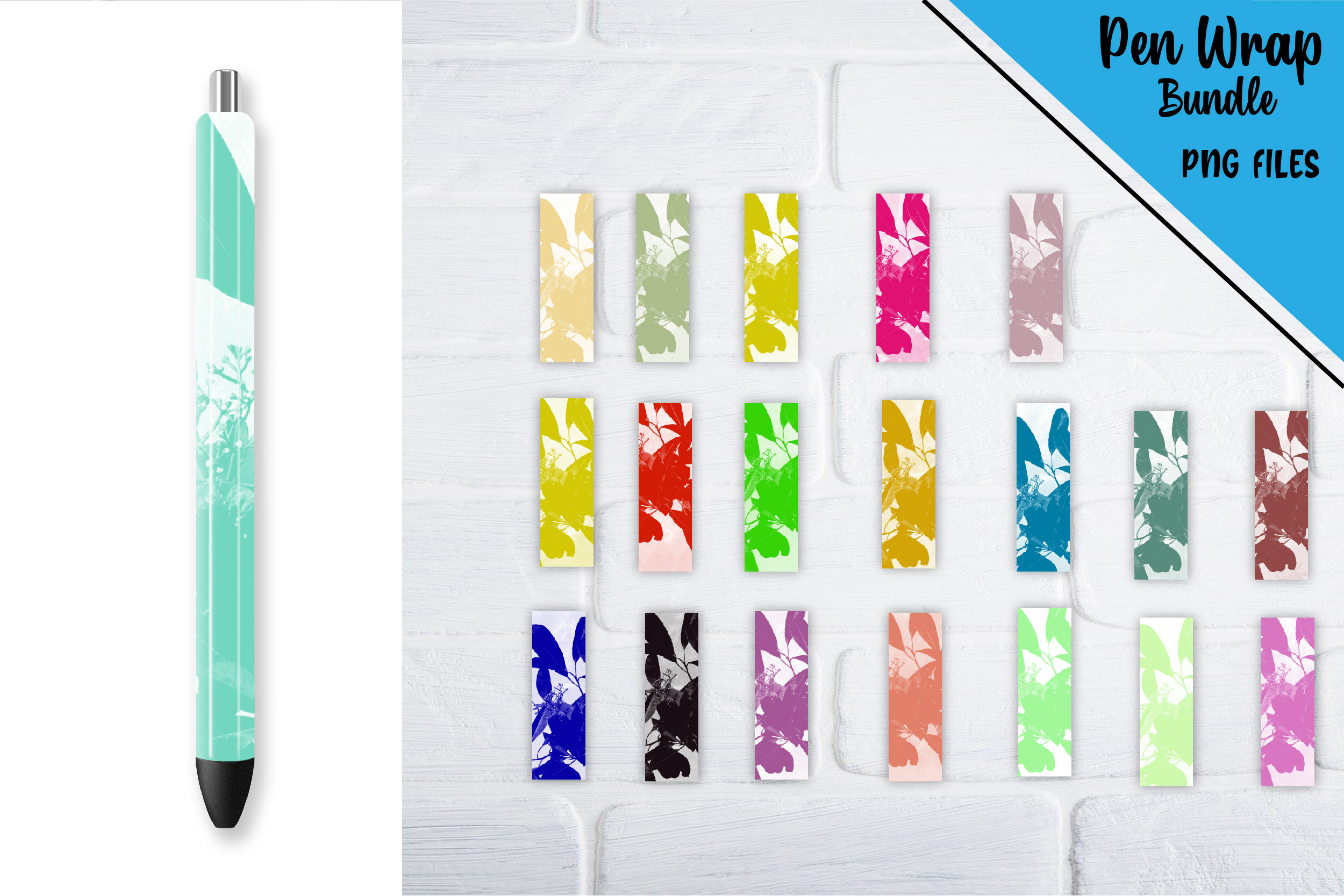 20 PNG Pen Wrap Bundle, Pen Wrap Sublimation Designs, Pencil ...