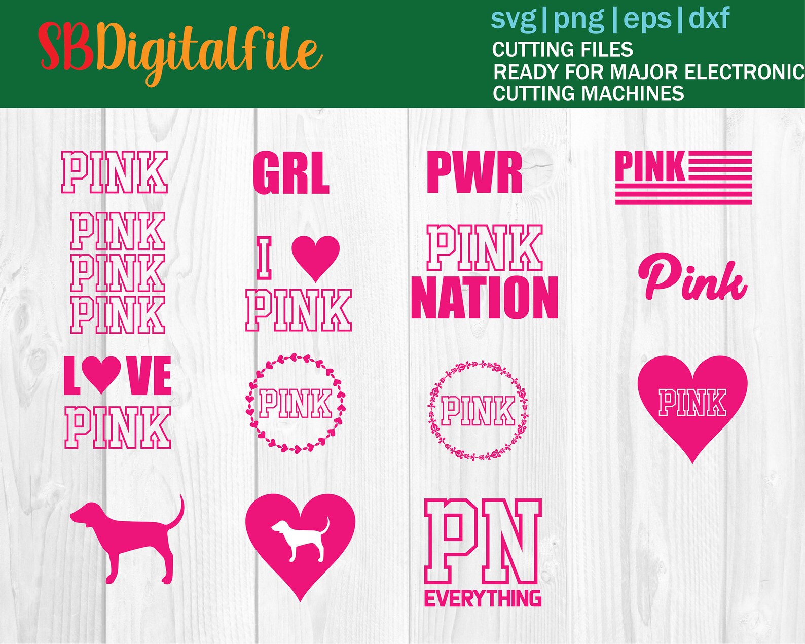 Love Pink, Love Pink SVG Bundle, Love Pink Clip Art Bundle, Love Pink ...
