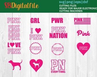 Vs Pink, Pink SVG Bundle, Love Pink Clip Art Bundle, Love Pink, Pink ...