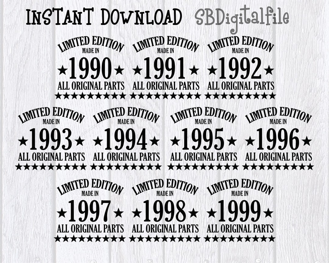 Bundle Limited Edition 1990-1999 SVG All Original Parts 30-21th ...