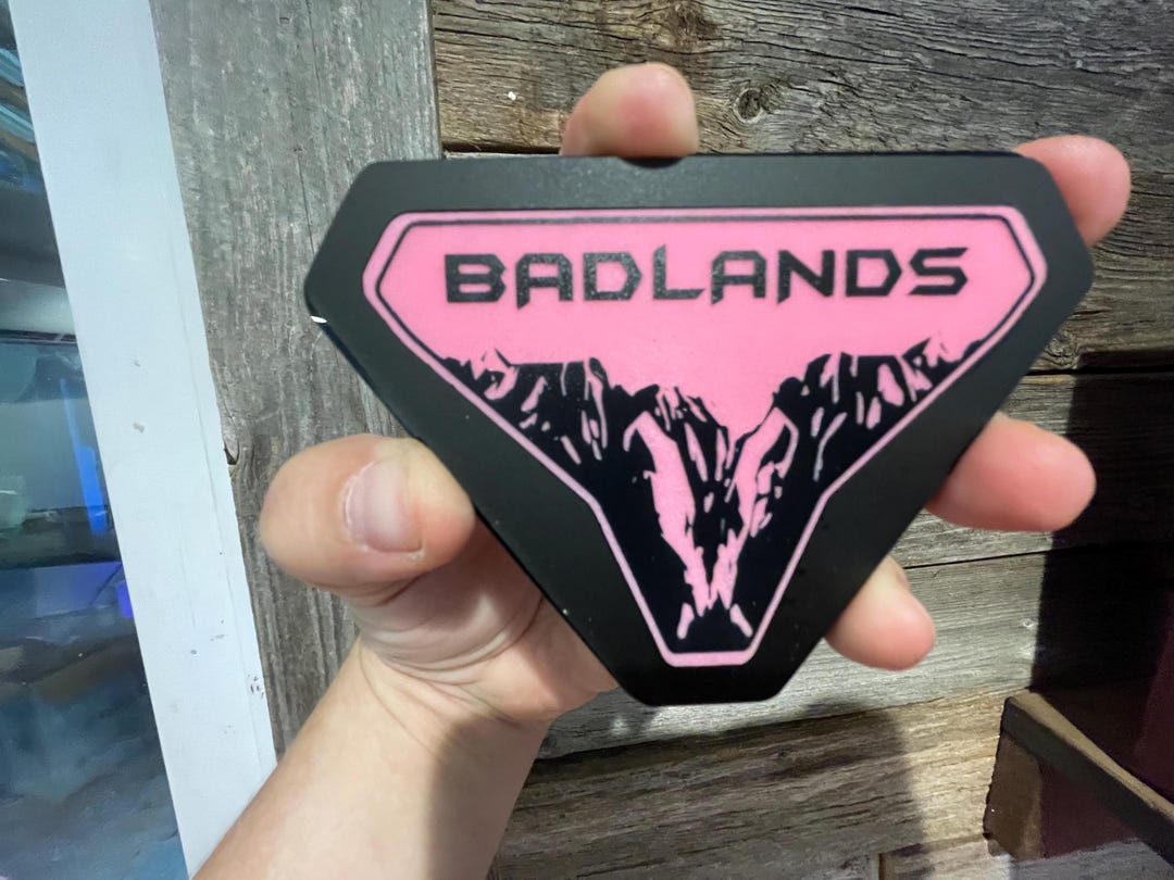 BADLANDS Pink on Black Acrylic Fender Badge - Reverse Engraved Emblem ...